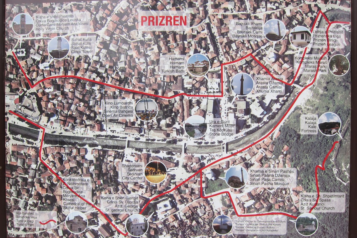 [map] Tourist Map of Prizren, Kosovo | MapWanderer Travels